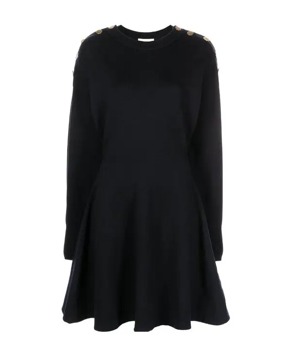 Alexander McQueen Rib Knit Button Shoulder Mini Dress