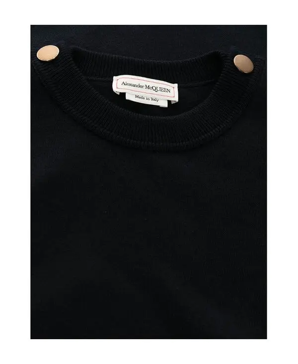 Alexander McQueen Rib Knit Button Shoulder Mini Dress