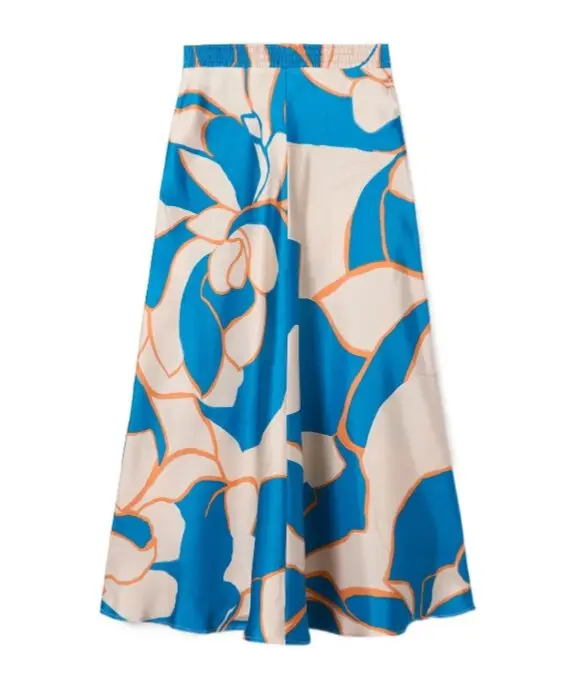 La DoubleJ X Mother Collection Silk Twill Midi Skirt