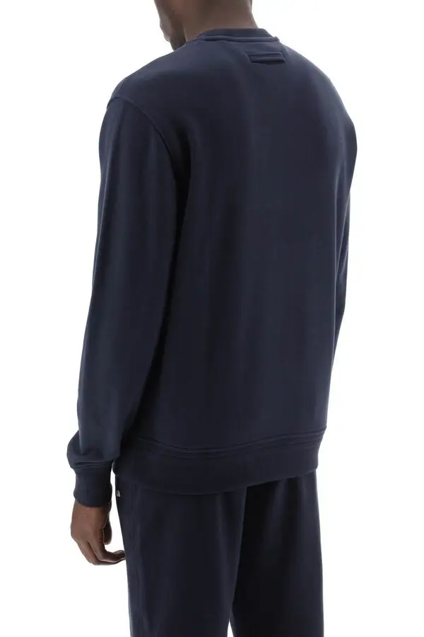 Zegna Crewneck Sweatshirt With Logo Print - Black