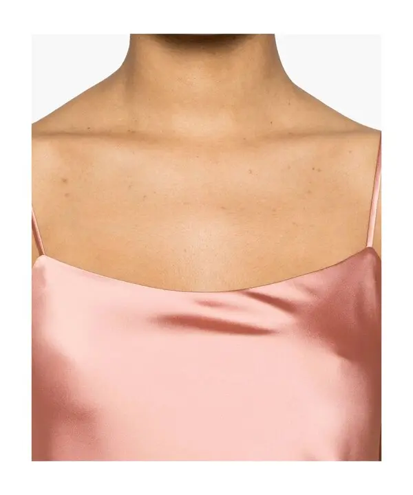 Herno Spaghetti Strap Satin Ruched Tank Top - Pink
