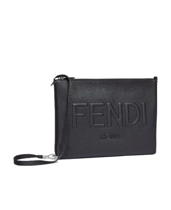Fendi Roma Logo Embossed Zipped Pouch