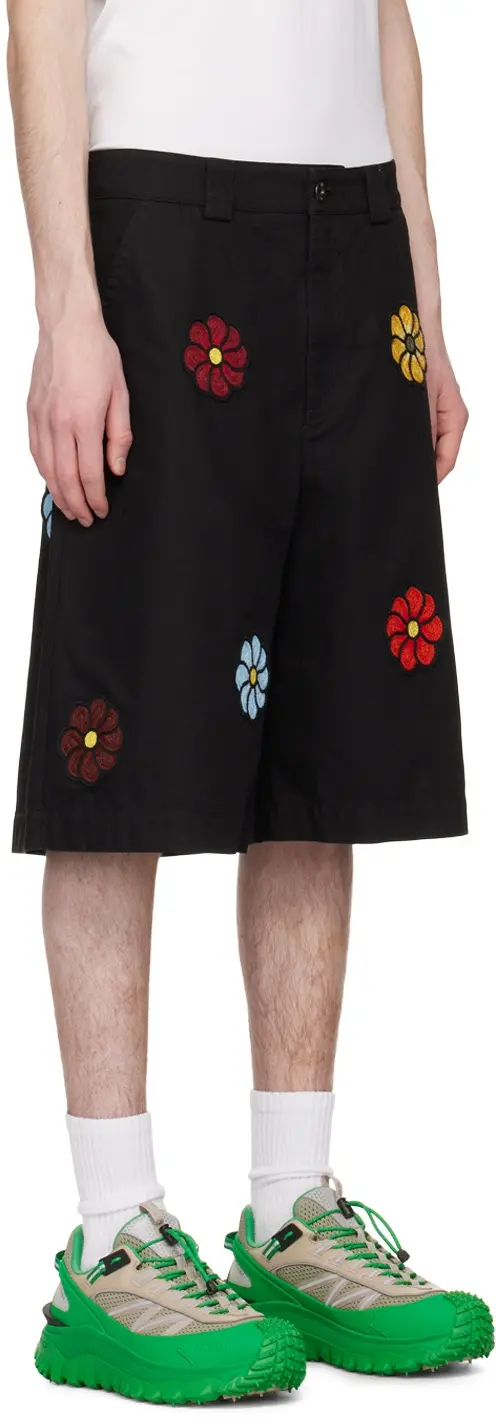 Moncler X Jw Anderson Floral Embroidered Cotton Gabardine Shorts