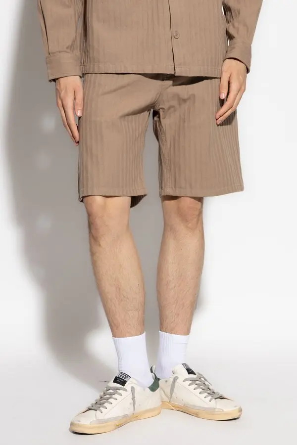 SAMSOE SAMSOE Striped Tailored Shorts - Brown