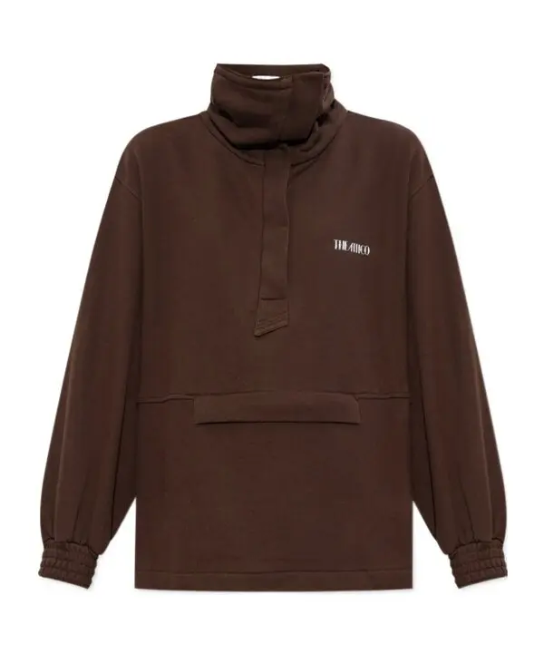 Attico The Funnel-neck Logo Hoodie - Brown