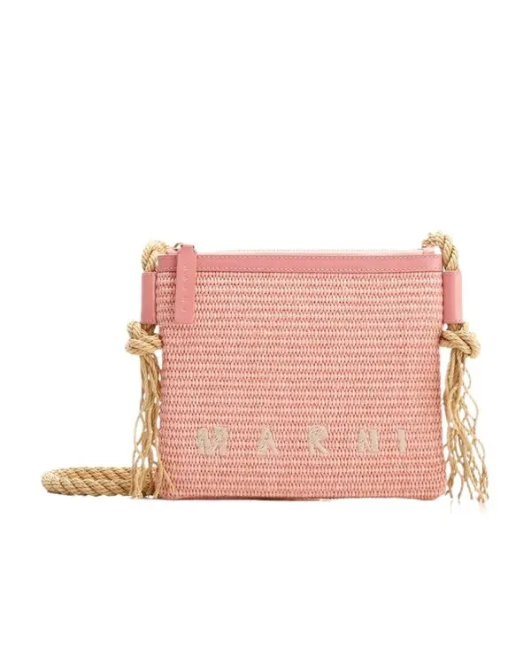Marni Marcel Logo Embroidered Crossbody Bag - Pink