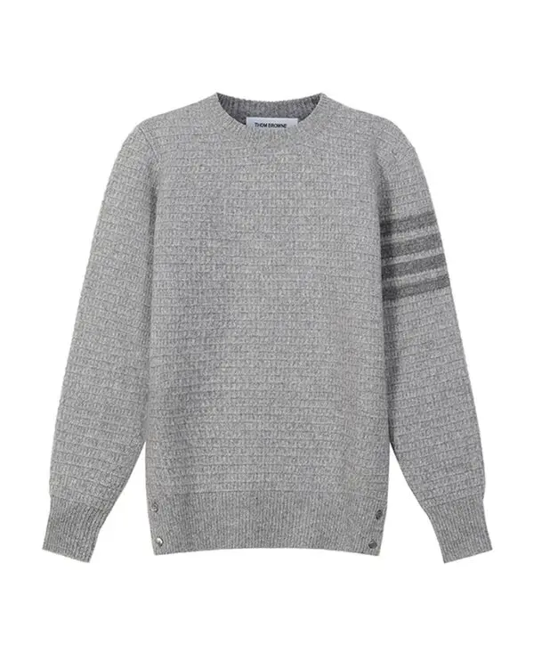 Thom Browne Long-sleeved Pullover Sweater - Light Gray