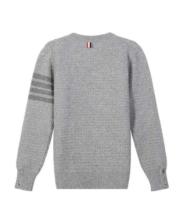 Thom Browne Long-sleeved Pullover Sweater - Light Gray