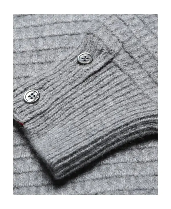 Thom Browne Long-sleeved Pullover Sweater - Light Gray