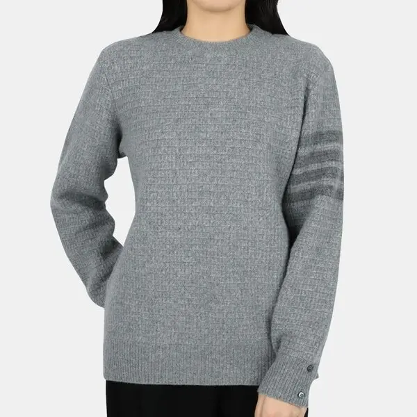 Thom Browne Long-sleeved Pullover Sweater - Light Gray