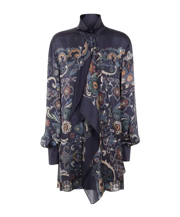 Sacai Printed Silk Dress - Black
