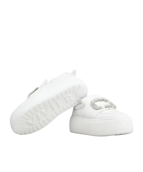 ROGER VIVIER Embellished Buckle Sneakers - White