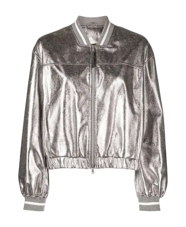 Brunello Cucinelli Metallic Zipped Bomber Jacket