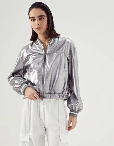 Brunello Cucinelli Metallic Zipped Bomber Jacket