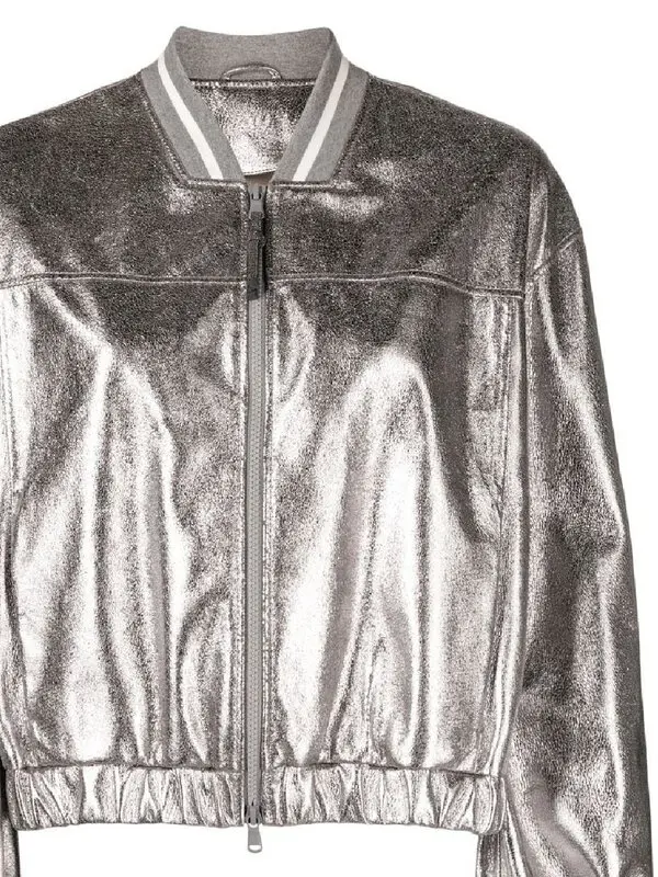 Brunello Cucinelli Metallic Zipped Bomber Jacket