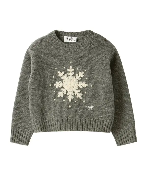 IL GUFO Snowflake Applique Crewneck Jumper - Asphalt