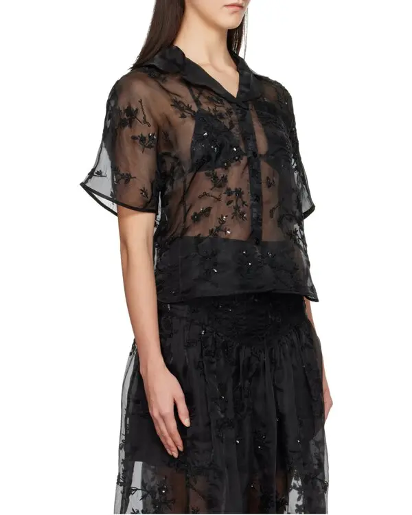 GANNI Embellished Organza Shirt