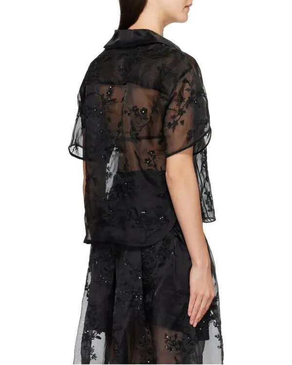 GANNI Embellished Organza Shirt
