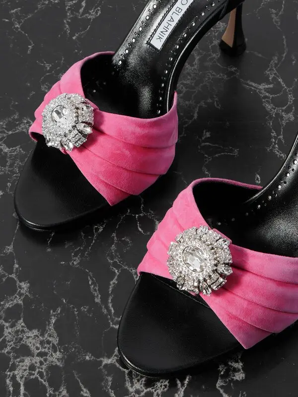 Manolo Blahnik Crystal-embellished Ruched High-heeled Sandals