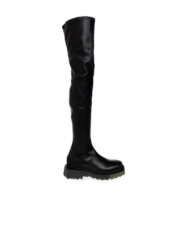 Off-White Round Toe Thigh High Boots