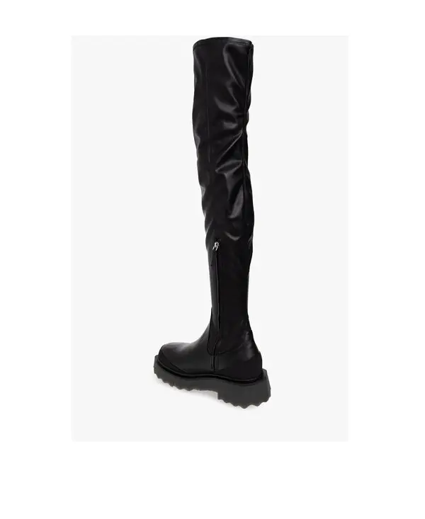 Off-White Round Toe Thigh High Boots