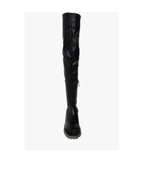Off-White Round Toe Thigh High Boots