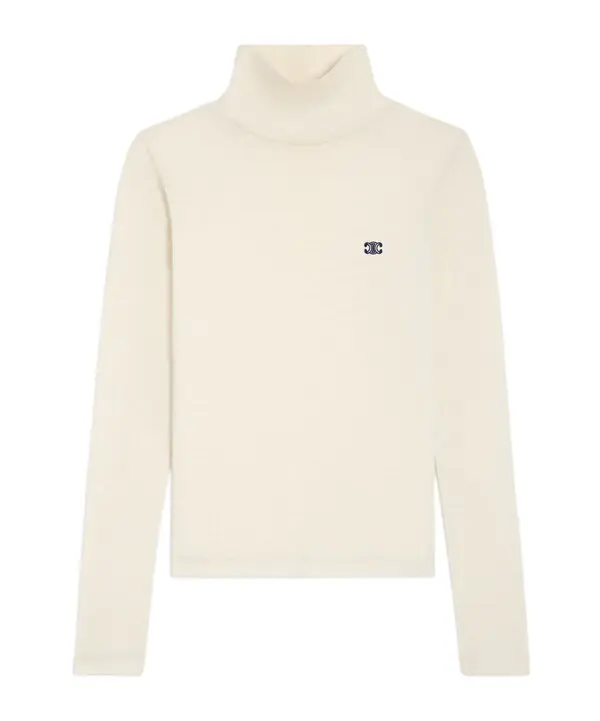 Celine Wool Jersey Turtleneck With Triumph Embroidery