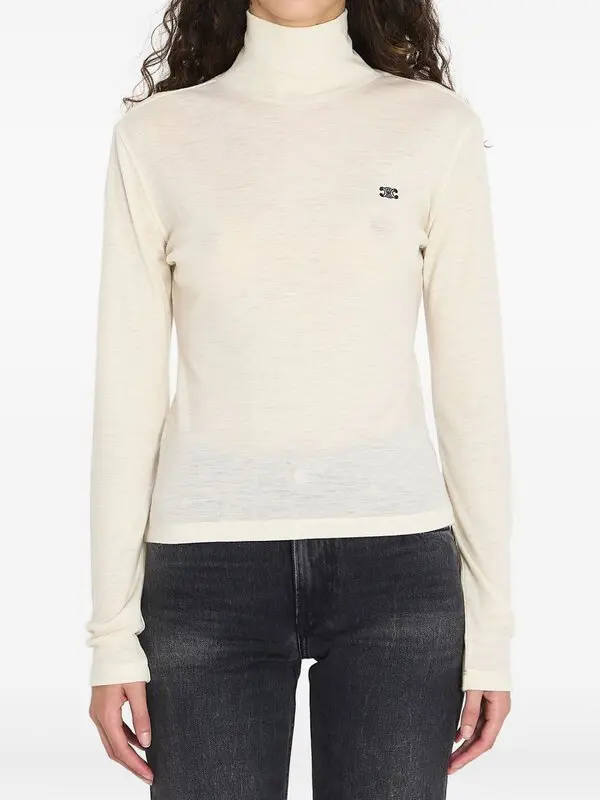 Celine Wool Jersey Turtleneck With Triumph Embroidery