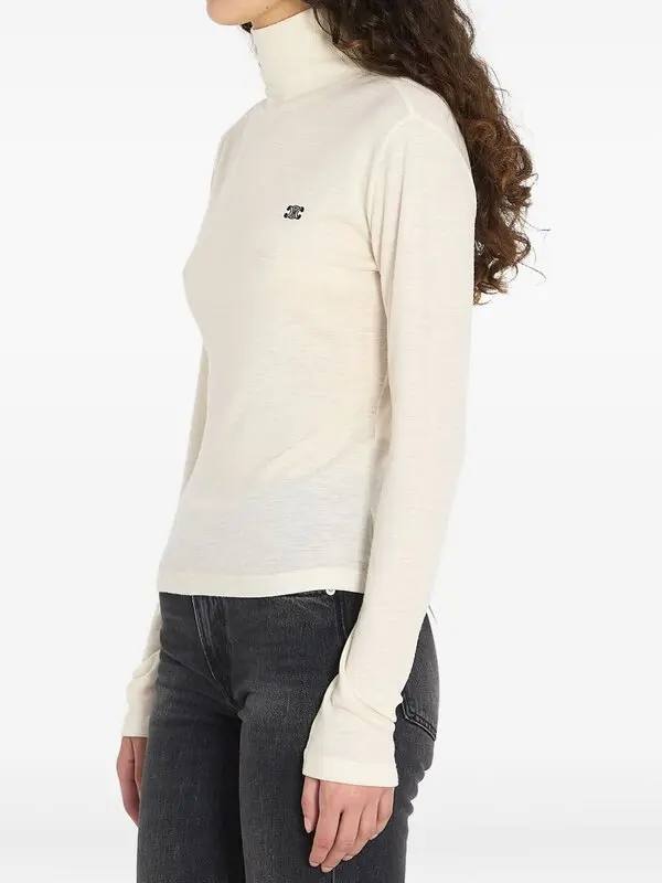 Celine Wool Jersey Turtleneck With Triumph Embroidery