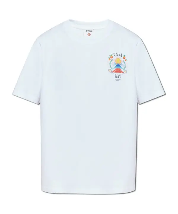 Casablanca Logo Printed Crewneck T-shirt - White
