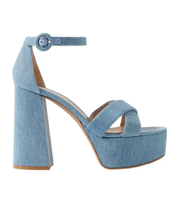 GIANVITO ROSSI Sheridan 110 Denim Platform Sandals