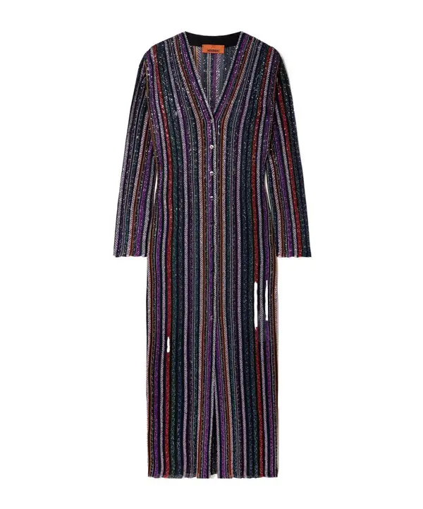 Missoni Sequin-embellished Striped Crochet-knit Cardigan - Black