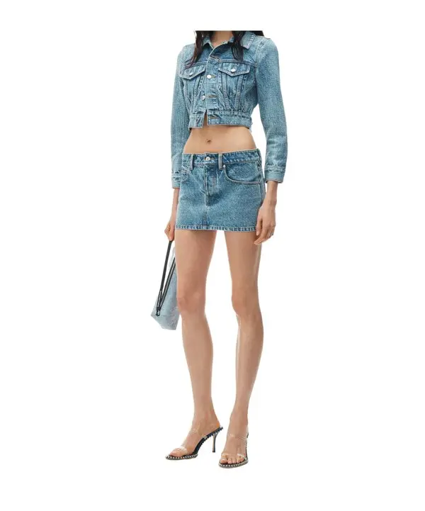 Alexander Wang Embellished Denim Miniskirt
