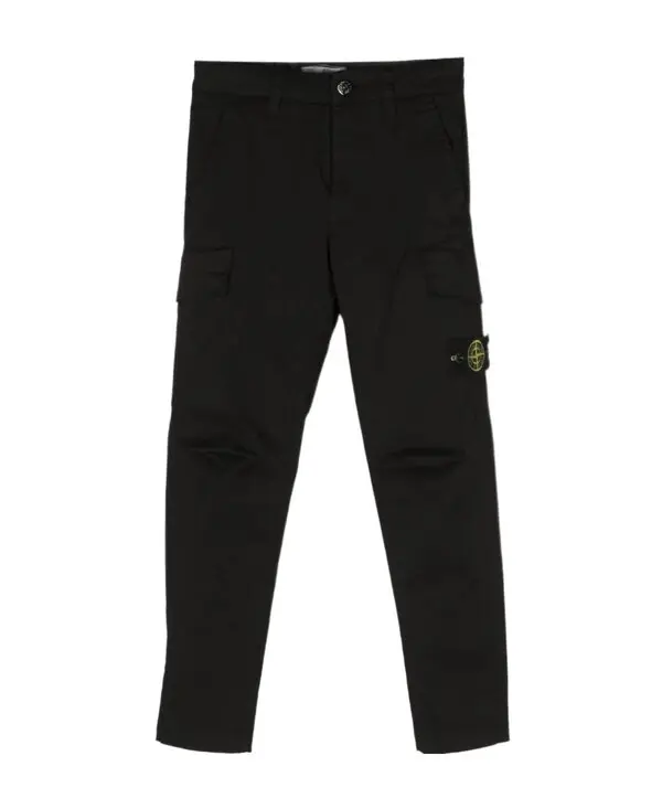 Stone Island Compass Motif Cargo Trousers - Black