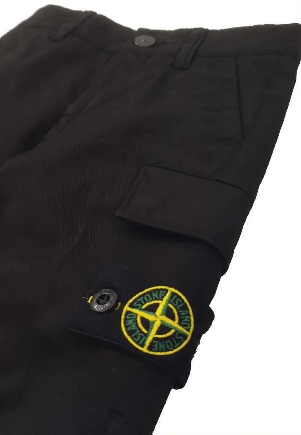 Stone Island Compass Motif Cargo Trousers - Black