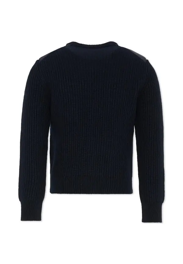 Moncler Ribbed Crewneck Jumper With Logo Patch Pocket