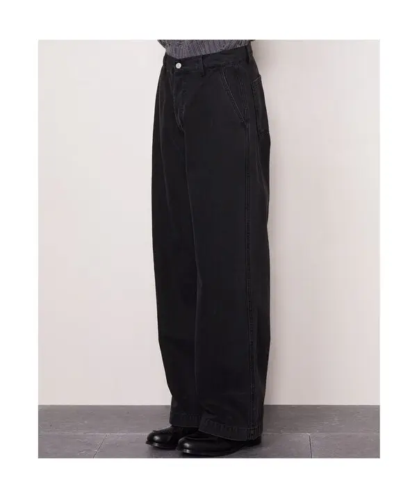 Officine Générale Wide Leg Jeans With Double Open-thread Details - Dark Gray