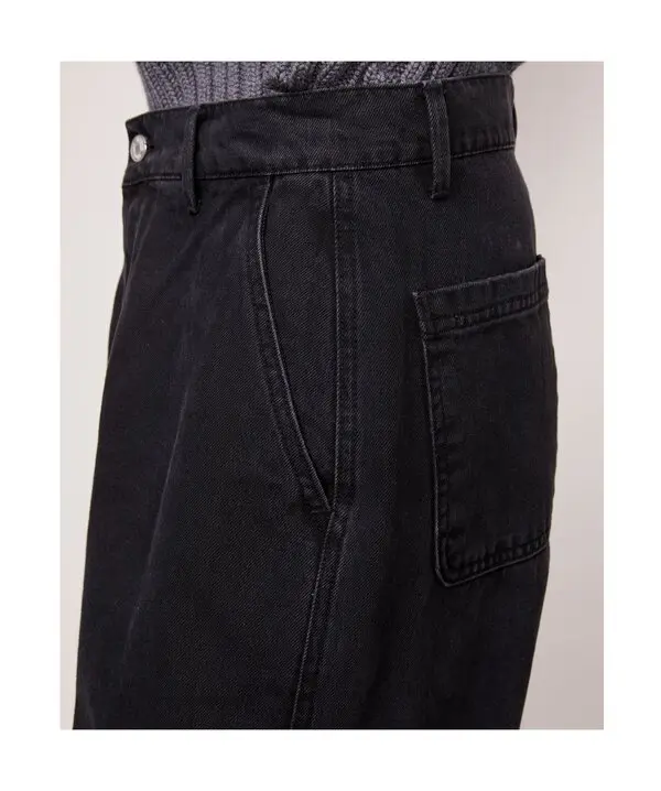 Officine Générale Wide Leg Jeans With Double Open-thread Details - Dark Gray