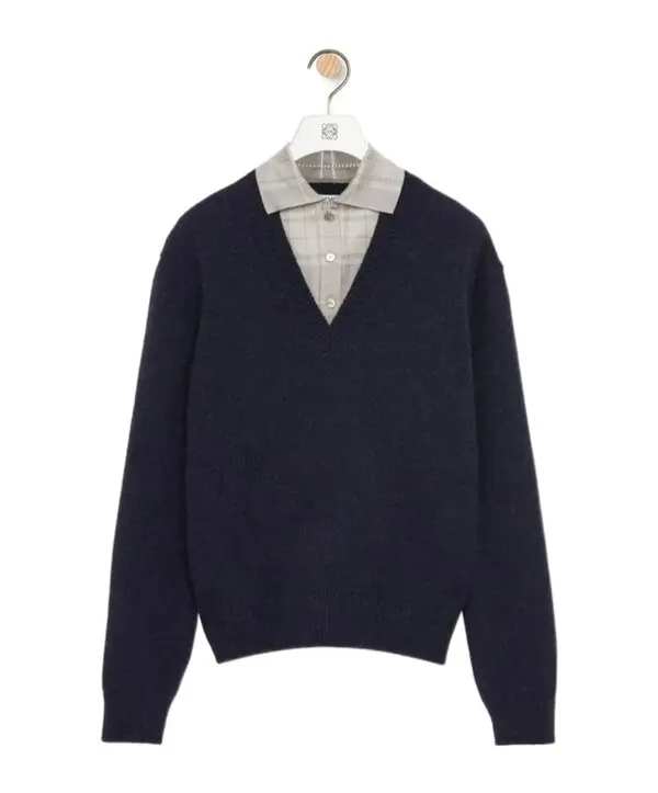 Loewe Trompe L'oeil Jumper - Navy Blue/gray