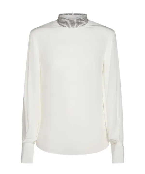 Brunello Cucinelli Monili Chain Detailed Blouse - White