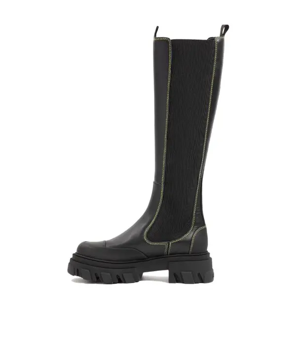 GANNI Knee High Chelsea Boots - Black