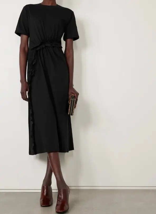 Ulla Johnson Round Neck Midi Dress With Ribbon Trim