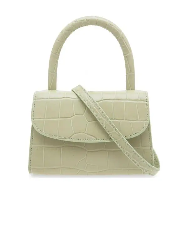 By Far Mini Embossed Tote - Nude