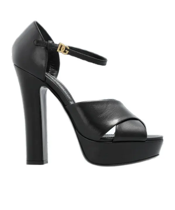 Dolce & Gabbana Crossover Platform Leather Sandals