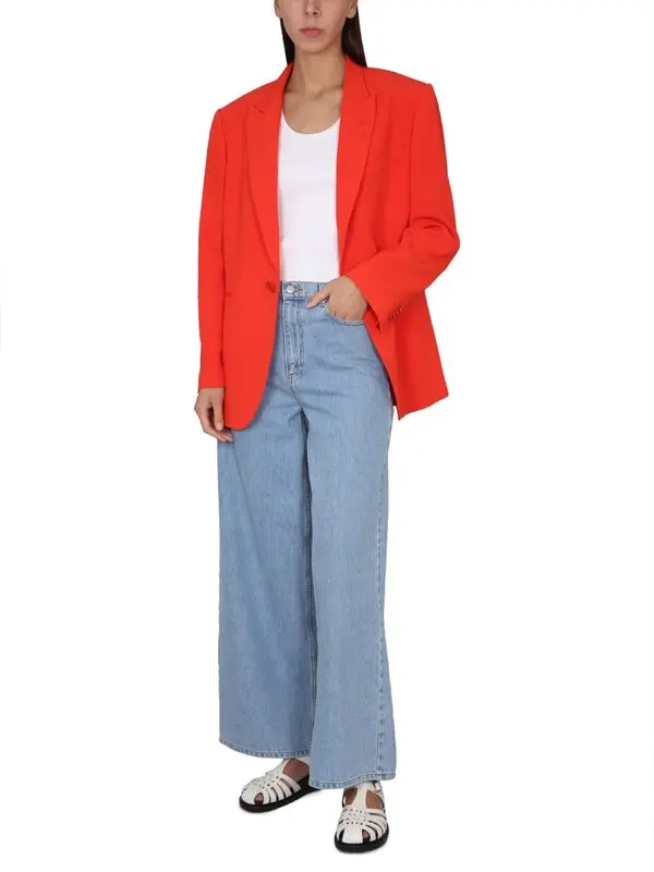Aspesi Single-breasted Blazer With Lapel - Orange