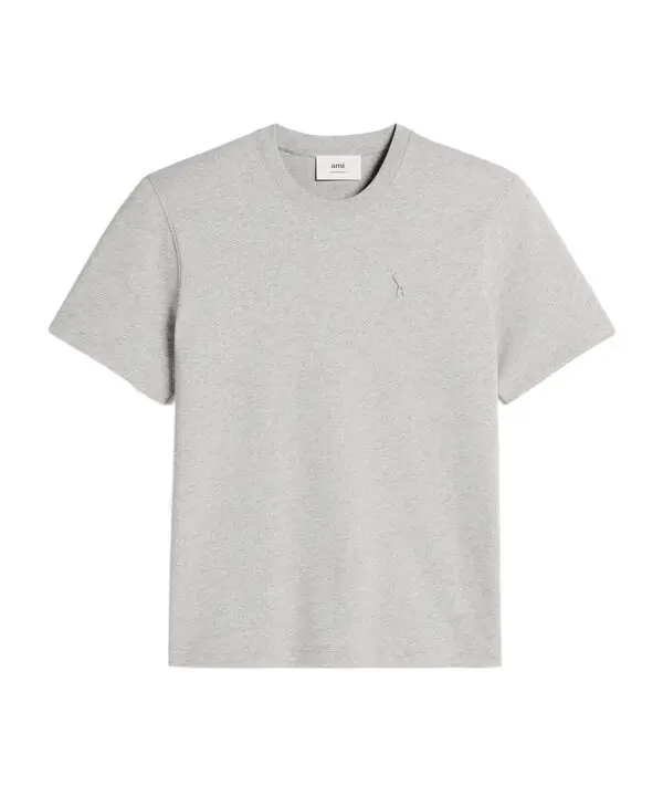 Ami De Coeur Logo Embossed Crewneck T-shirt - Heather Ash
