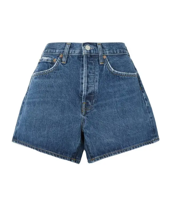 AGOLDE High Waisted Denim Shorts - Blue