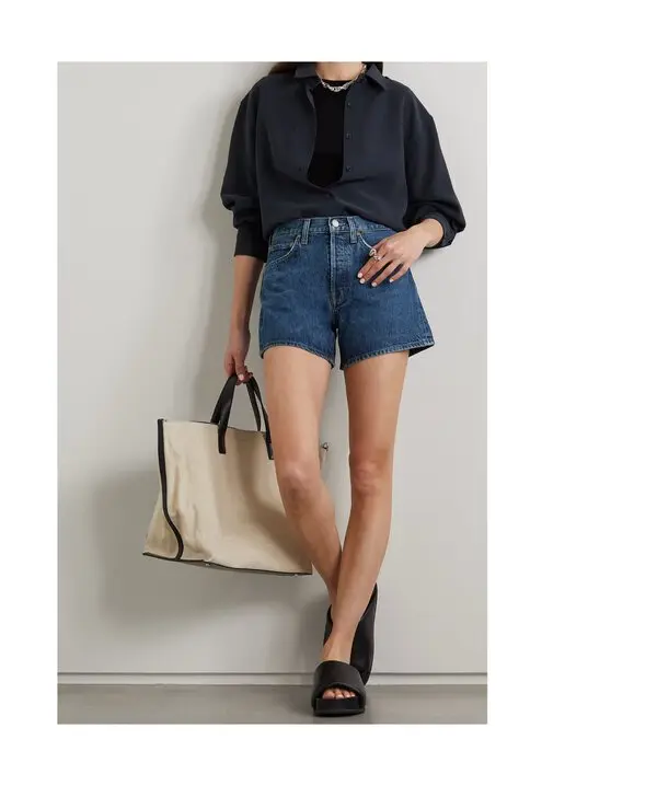 AGOLDE High Waisted Denim Shorts - Blue