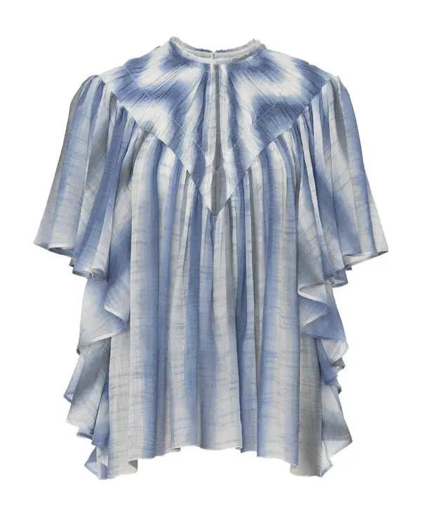 Chloé Striped Ruffled Blouse