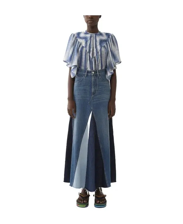 Chloé Striped Ruffled Blouse